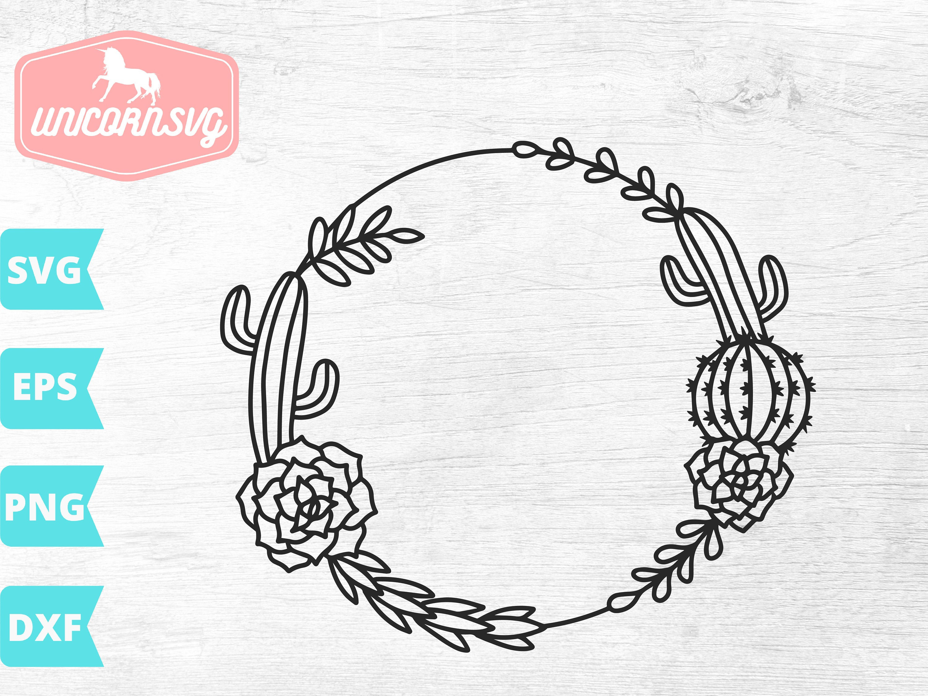 Cactus Wreath Svg Cactus Svg Cactus Monogram Svg Cactus Border - Etsy ...