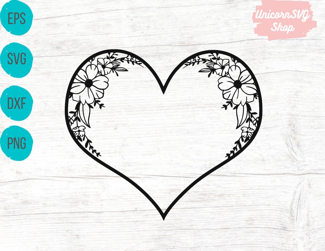 Heart Border Svg Wreath Svg Flower Svg Spring Svg Floral Svg - Etsy