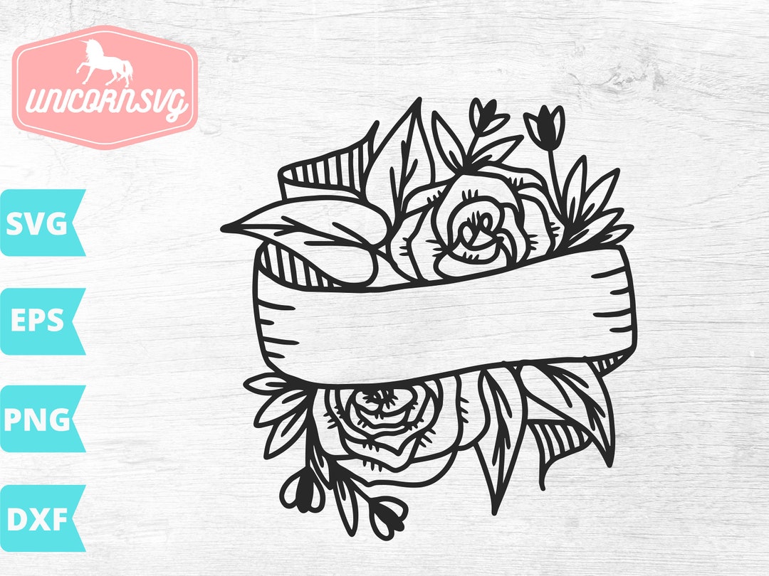 Floral Ribbon Svg Floral Banner Svg Flower Ribbon Svg Flower Banner Svg ...