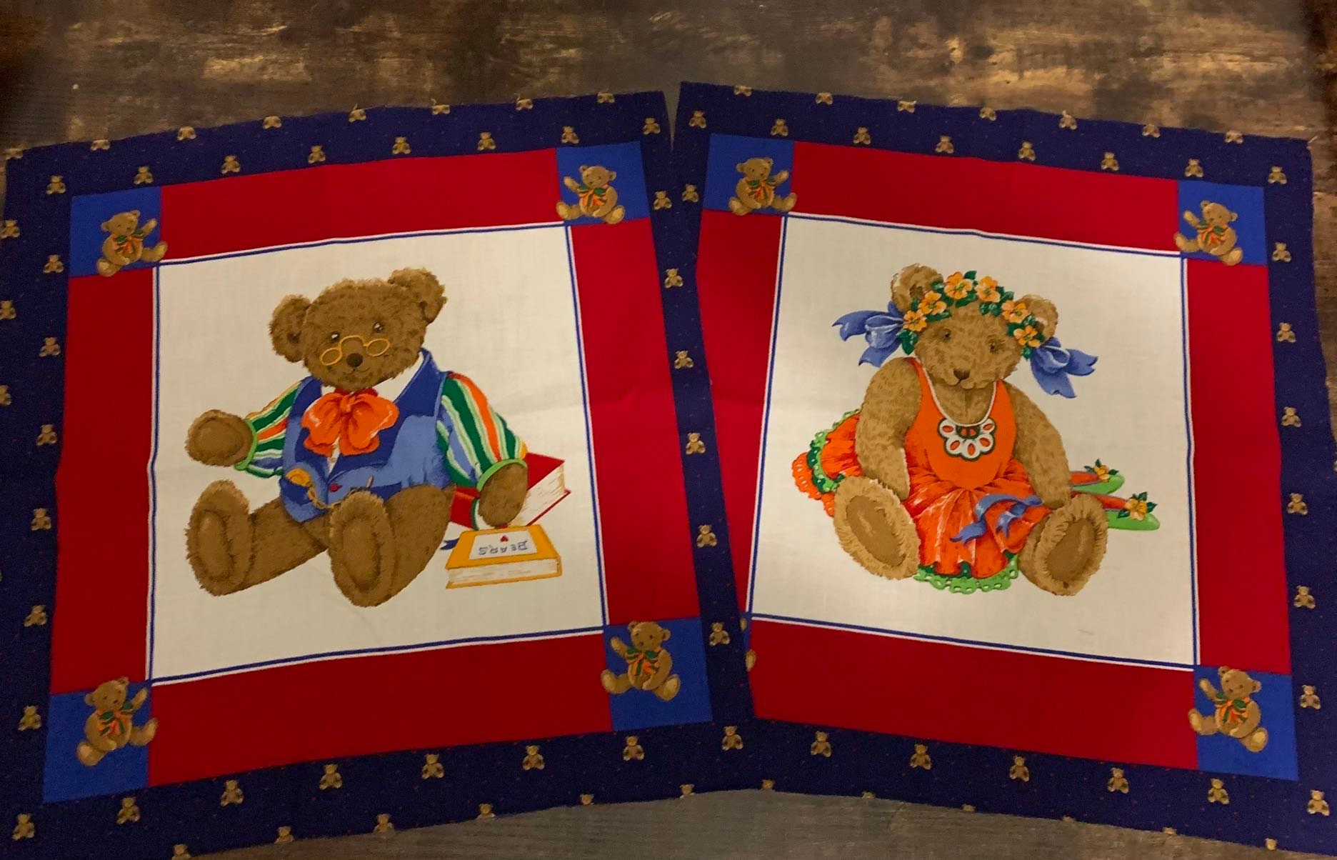 Teddy Bear Square Fabric - Etsy