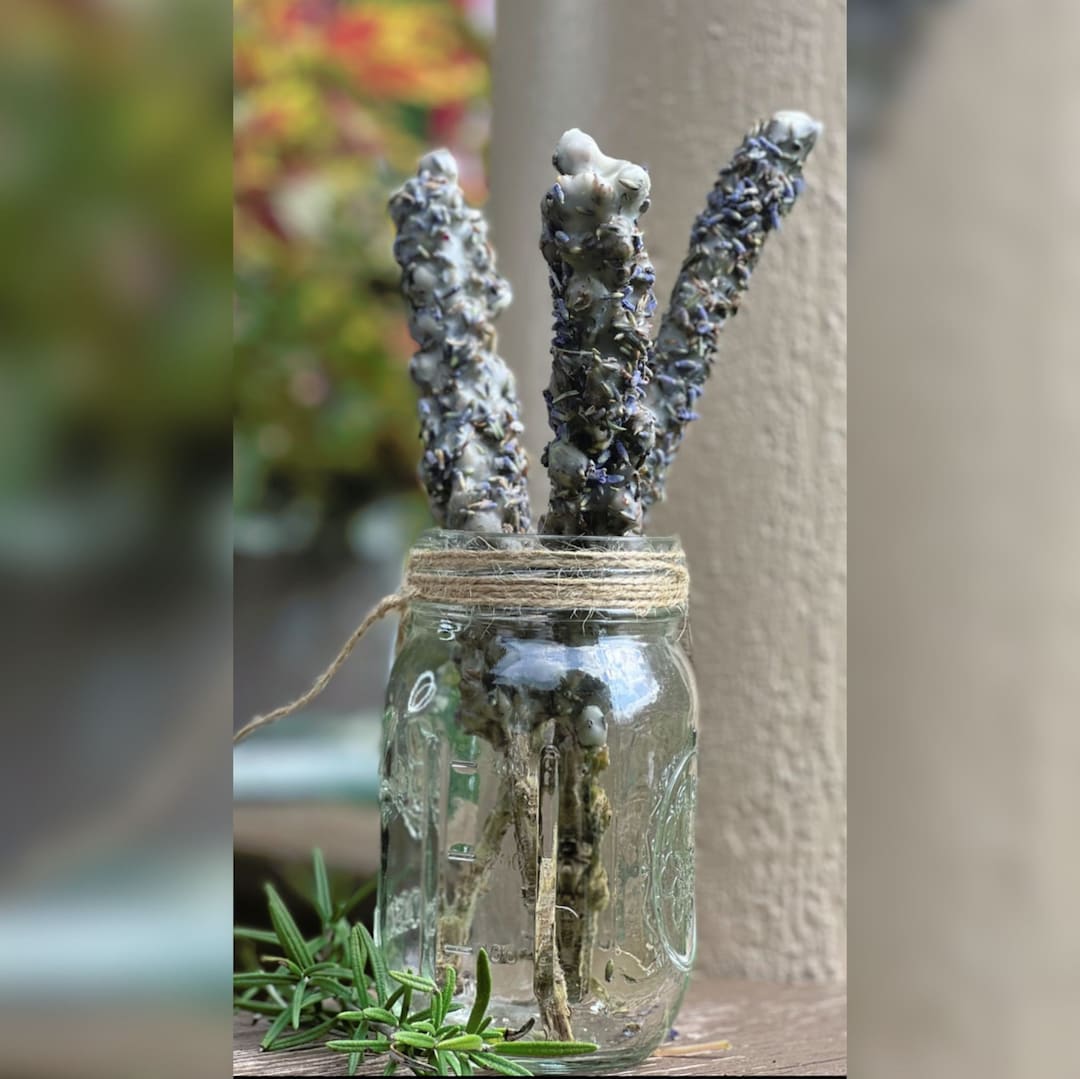 Mullein Torch / Organic Wild Lavender Witches Candle/ Herbal - Etsy