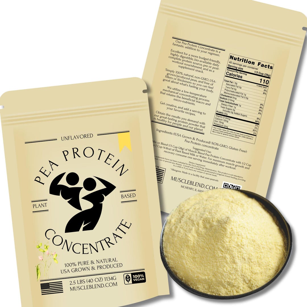 Muscle Blend Pea Protein Concentrate, All Natural, Vegan, Non-gmo, USA ...