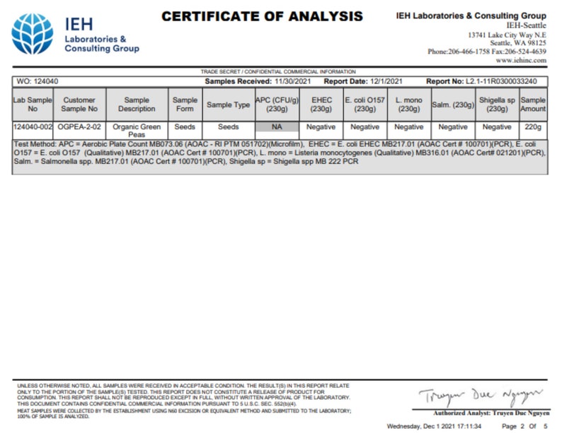 BULK Organic Green Pea Seeds for Microgreens and Sprouting, 5 Pound ...