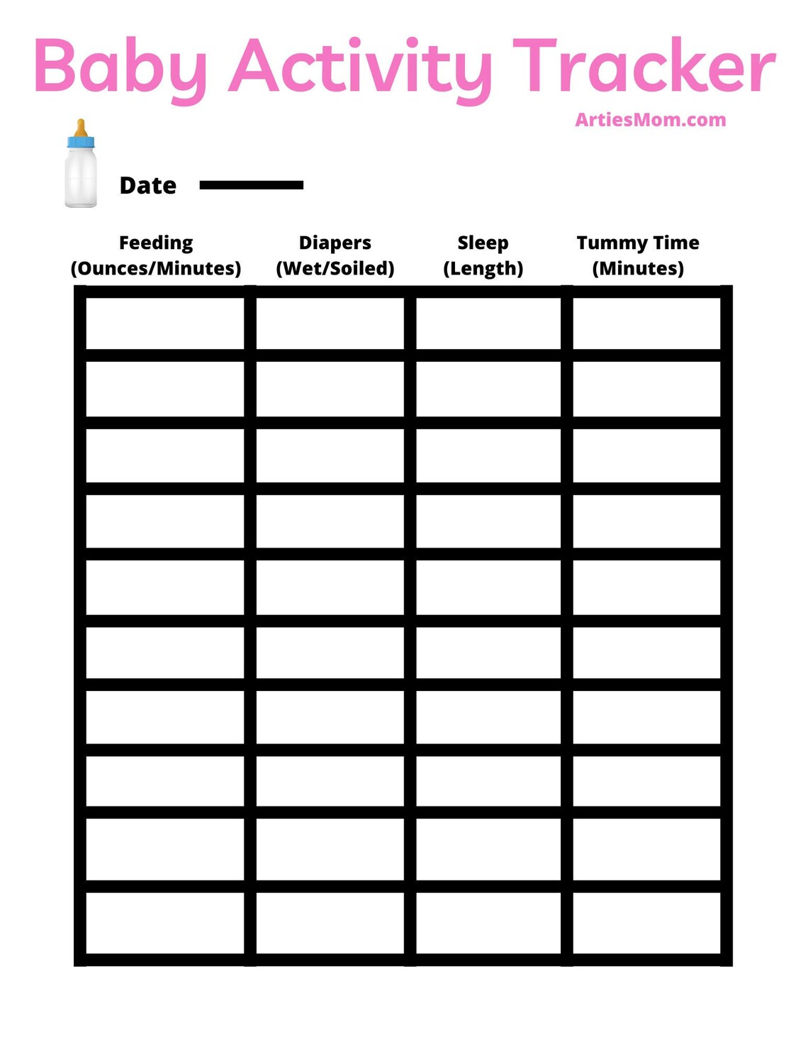 Printable Baby Activity Tracker - Etsy