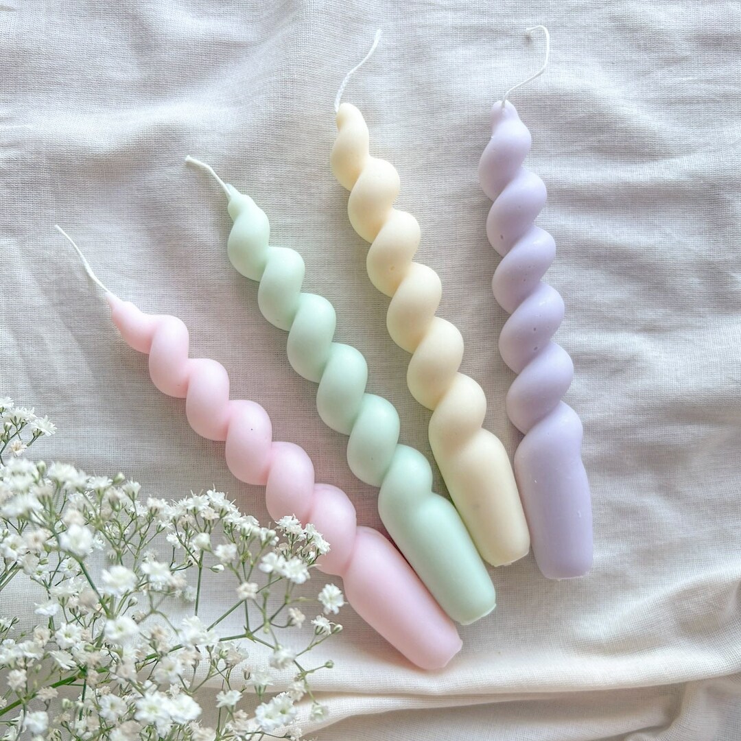 Pack of 2 Swirl Candles, Twisted Candles, Spiral Candles, Pillar Dinner ...