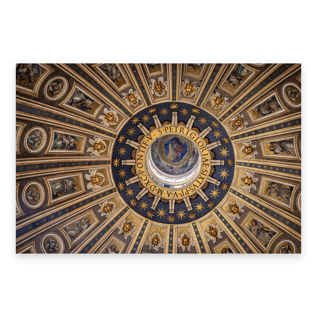 St. Peter's Basilica Dome Art Print | Vatican Ceiling Decor | Baroque ...