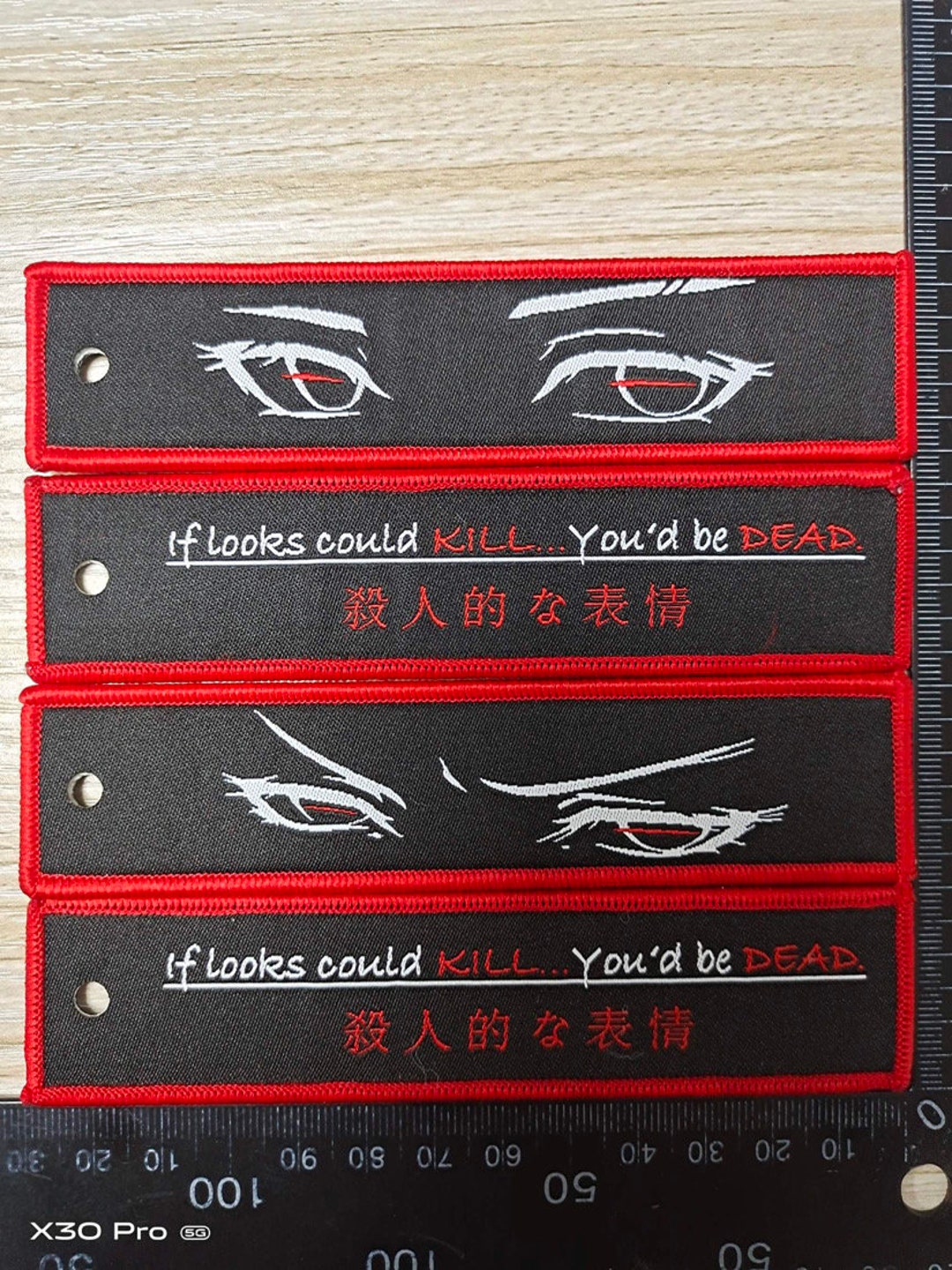 Murderous Stare Woven Anime Jet Tag Keychain - Etsy