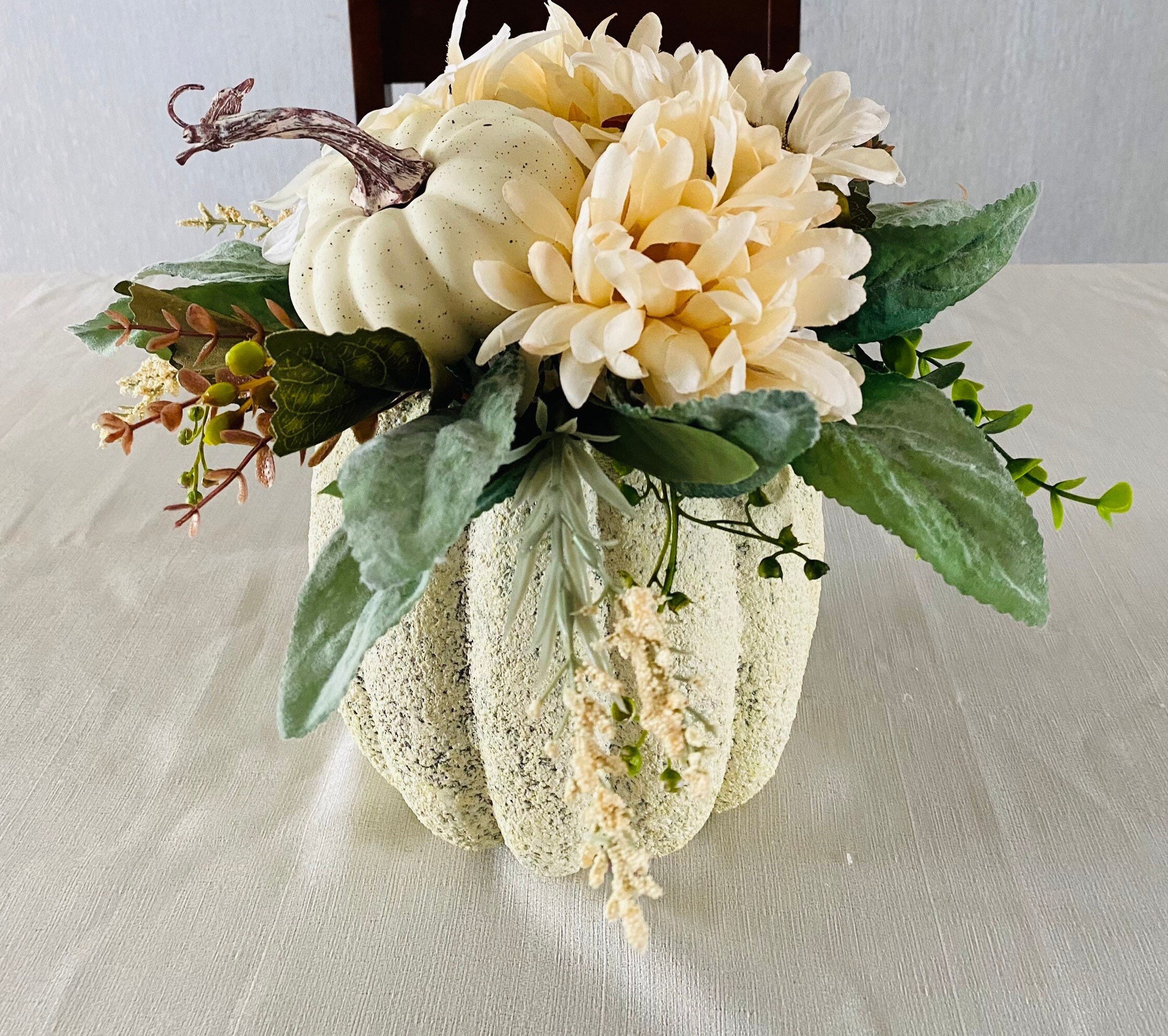 Pumpkin Decor for the Home, Fall Table Decoration,pumpkin With Flowers ...