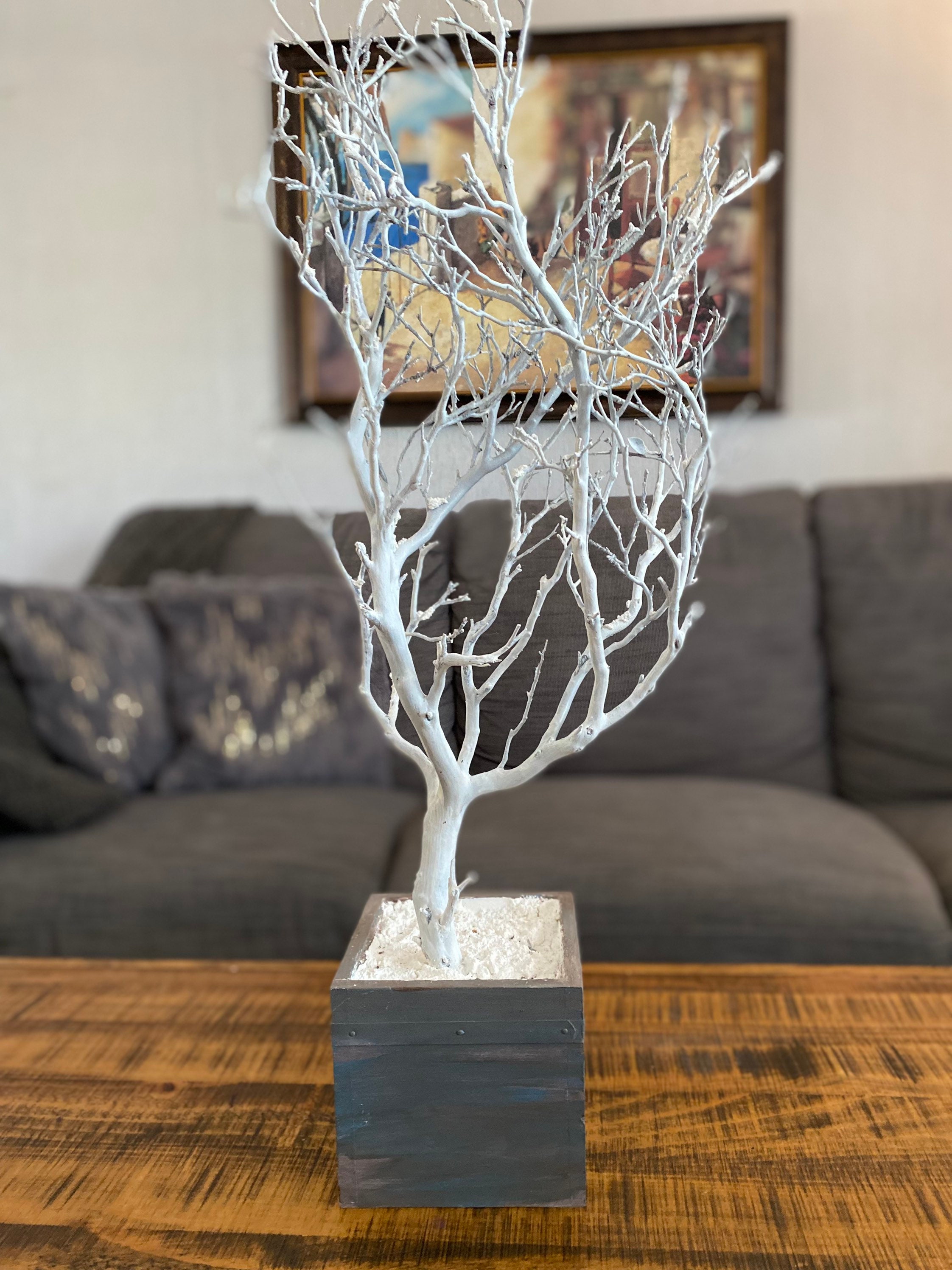 Tabletop Tree Centerpiecewhite Tree Branches on Wood Box - Etsy