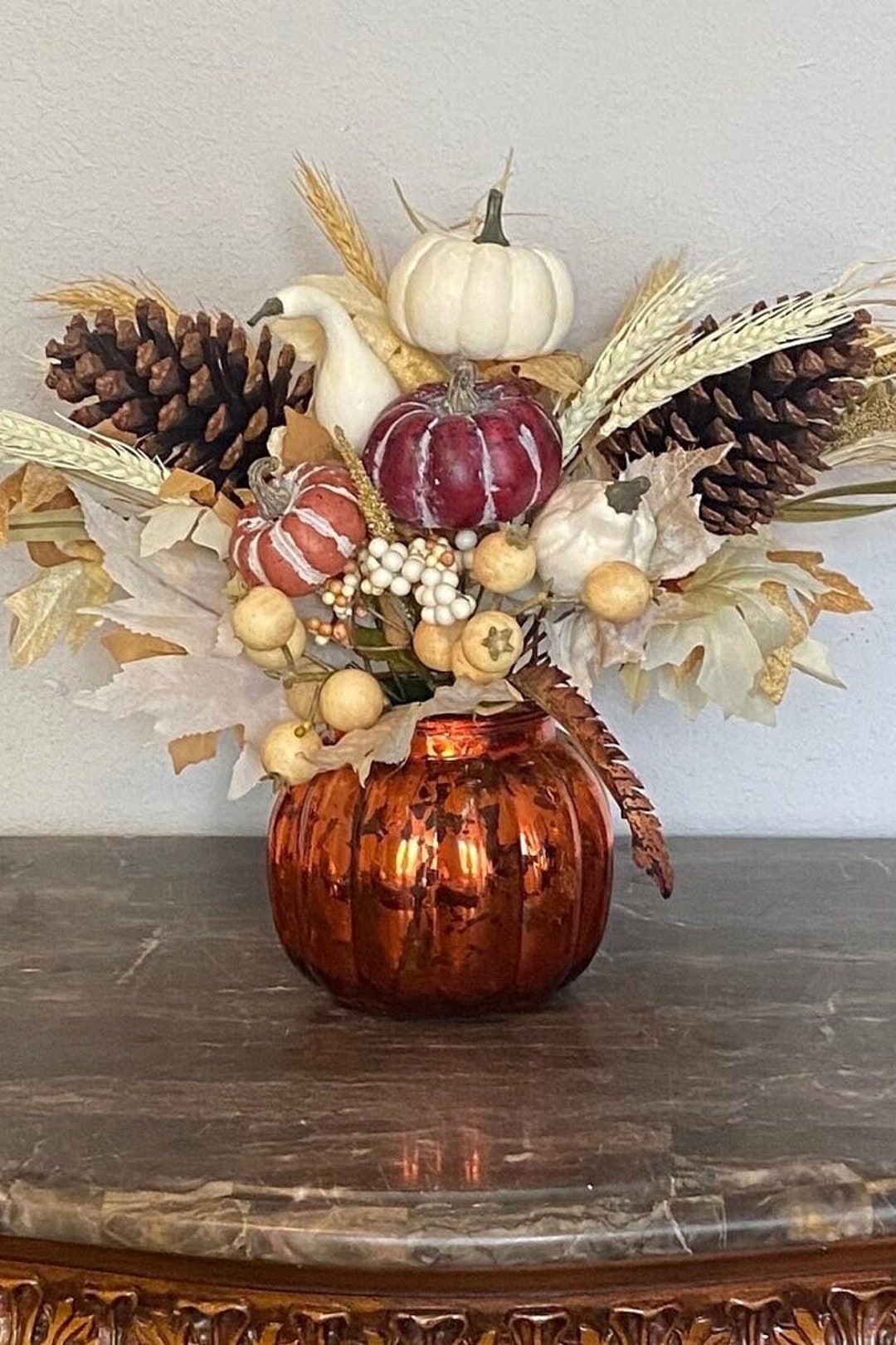 Pumpkin Vase Centerpiece,pumpkin Flower Arrangement ,small Table Decor ...