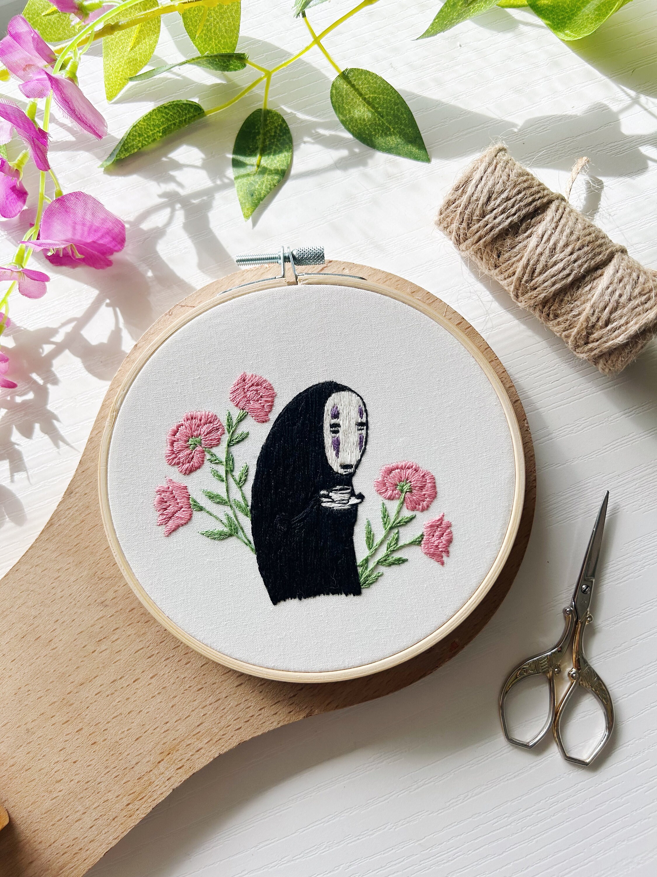 Finished Hand Embroidery No Face Studio Ghibli Art - Etsy