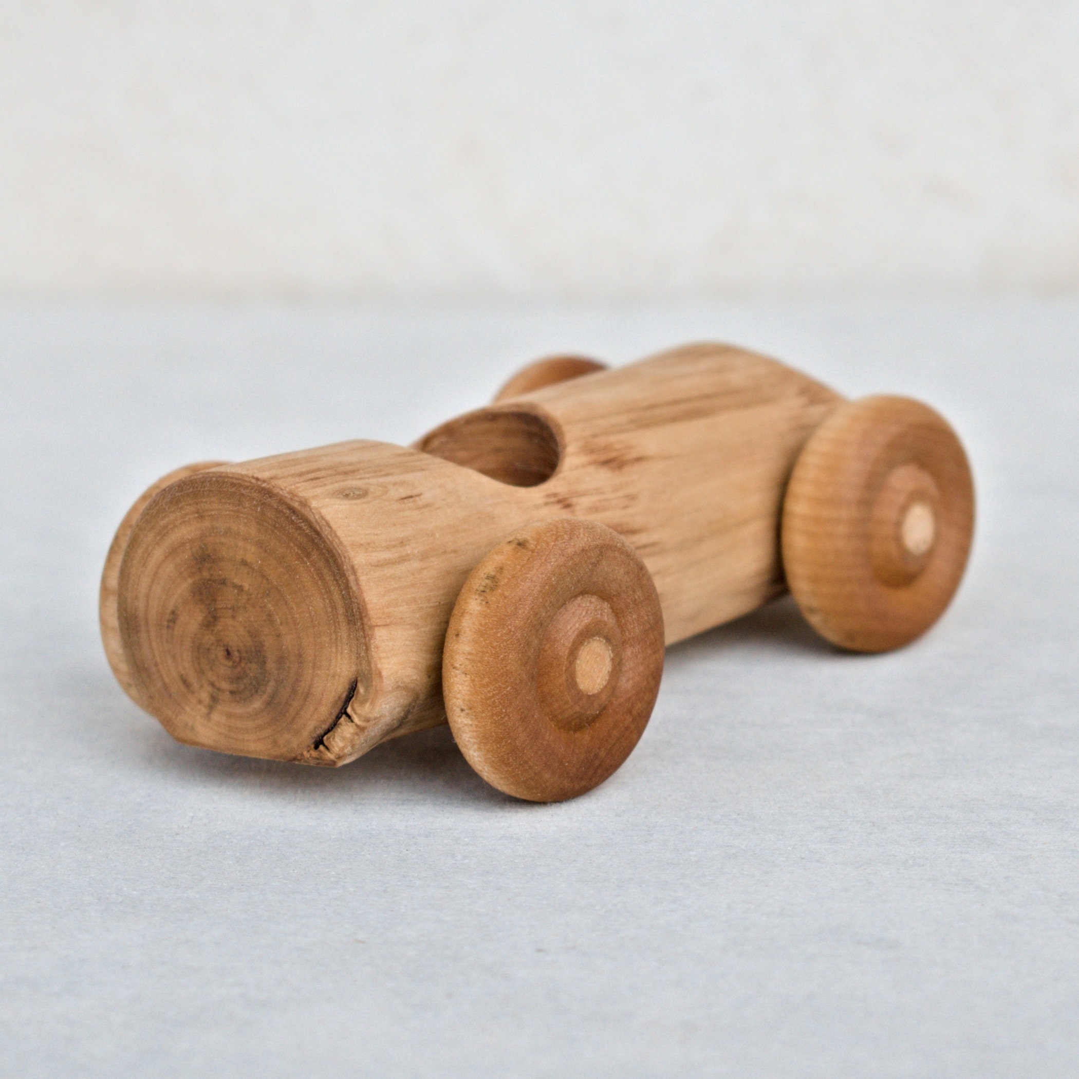 Wooden Car Natural timber race car for small world play | Etsy