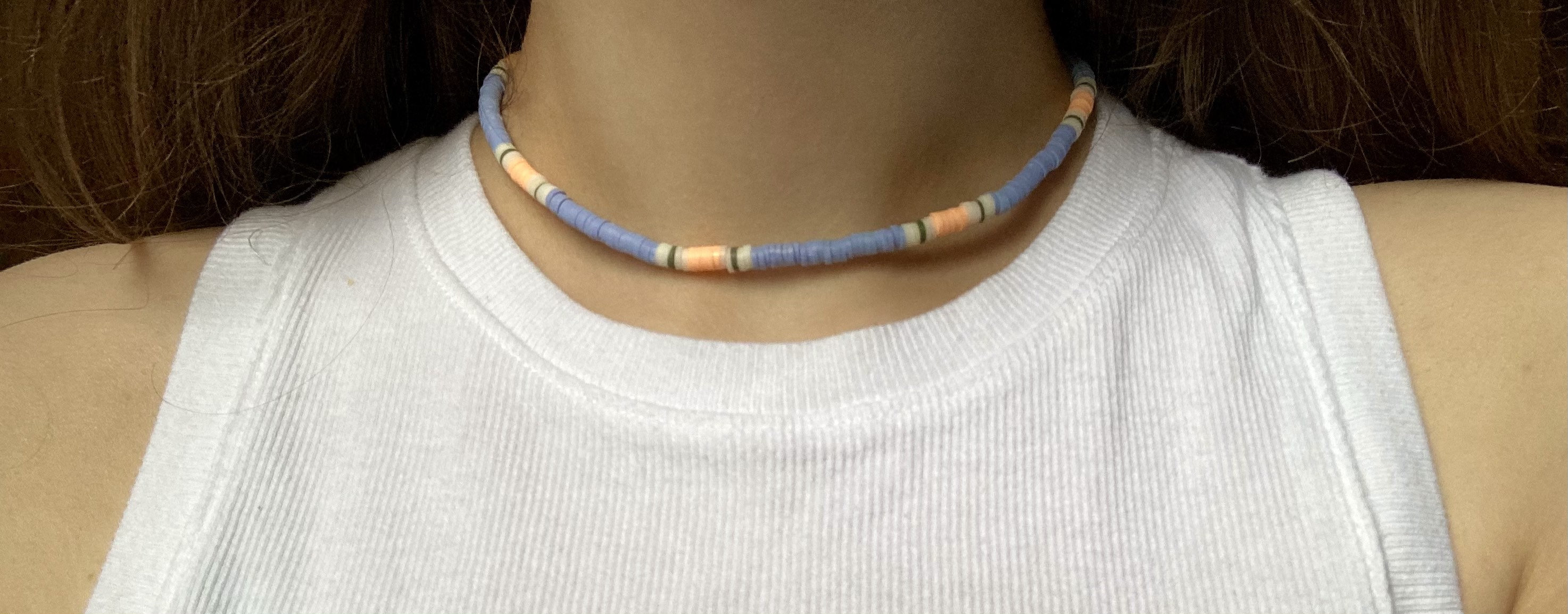 Lavender and Peach 4mm Heishi Surfer Clay Bead Necklace / Wax Cord - Etsy