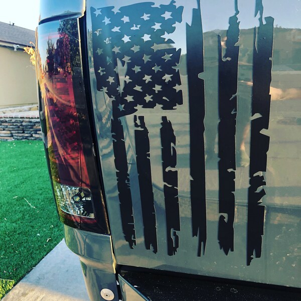 Distressed Vertical American Flag With We the People Decal - Etsy