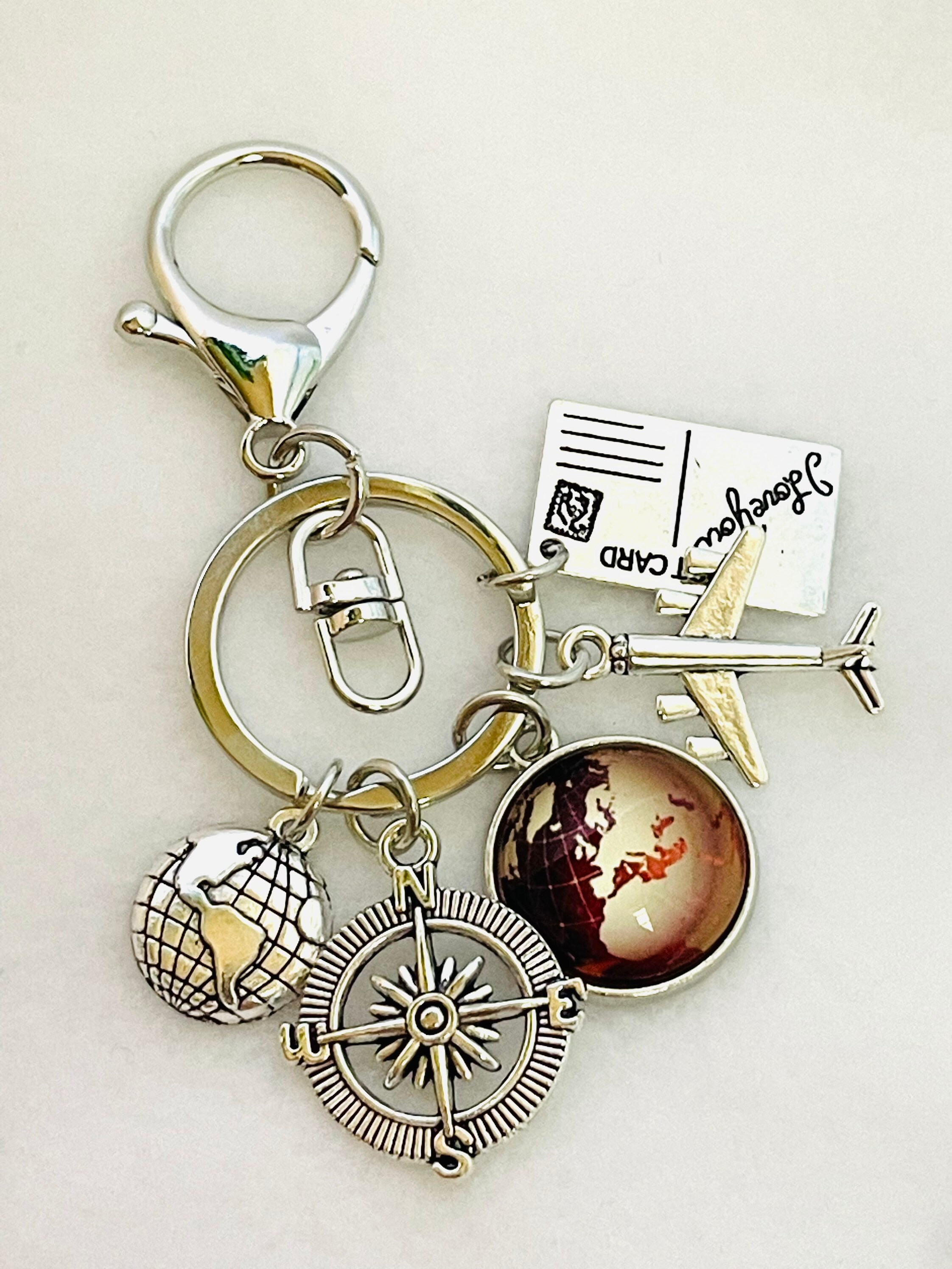 Travel Keychain Travel Plane World Globe | Etsy