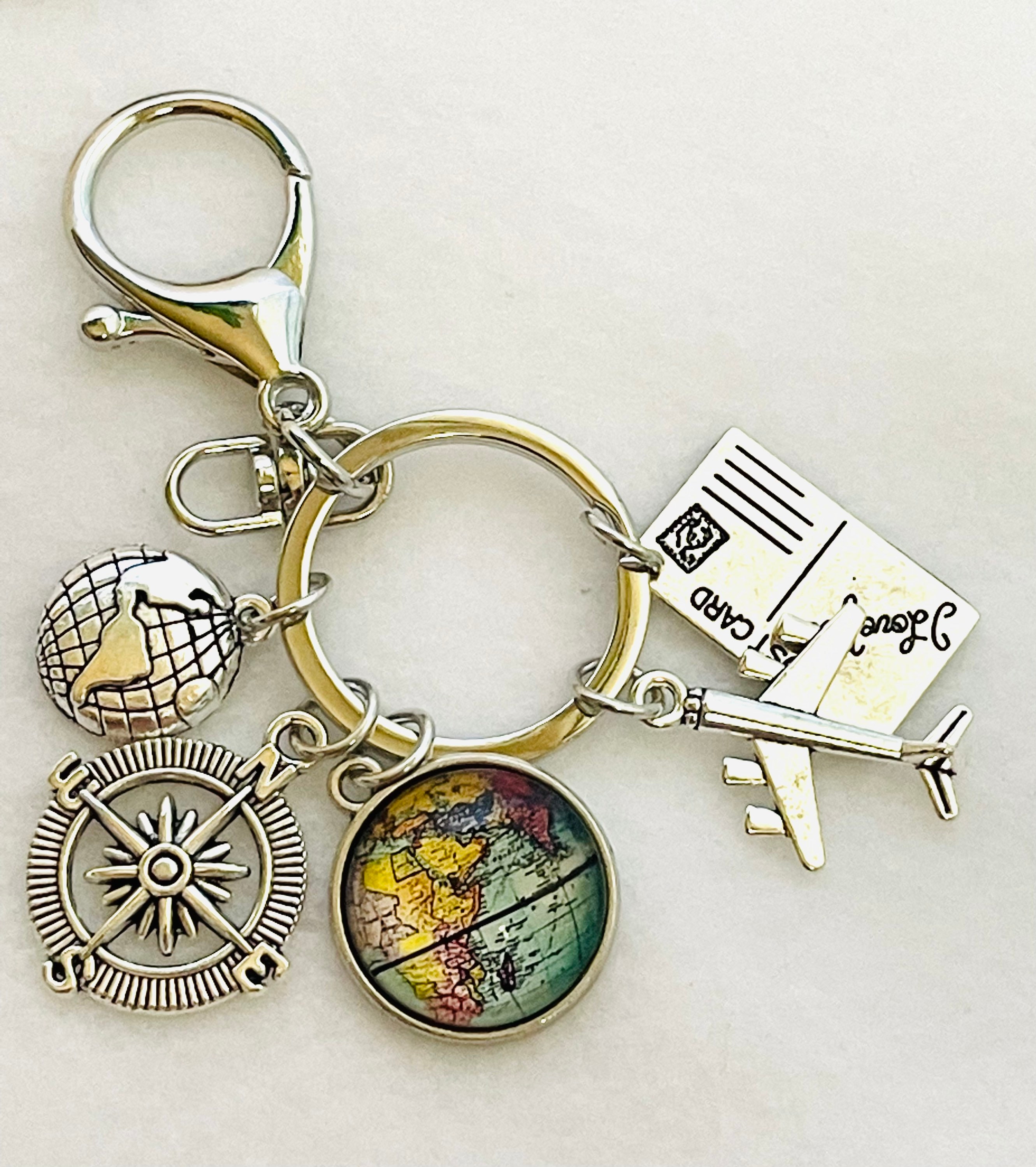 Travel Keychain Travel Plane World Globe | Etsy