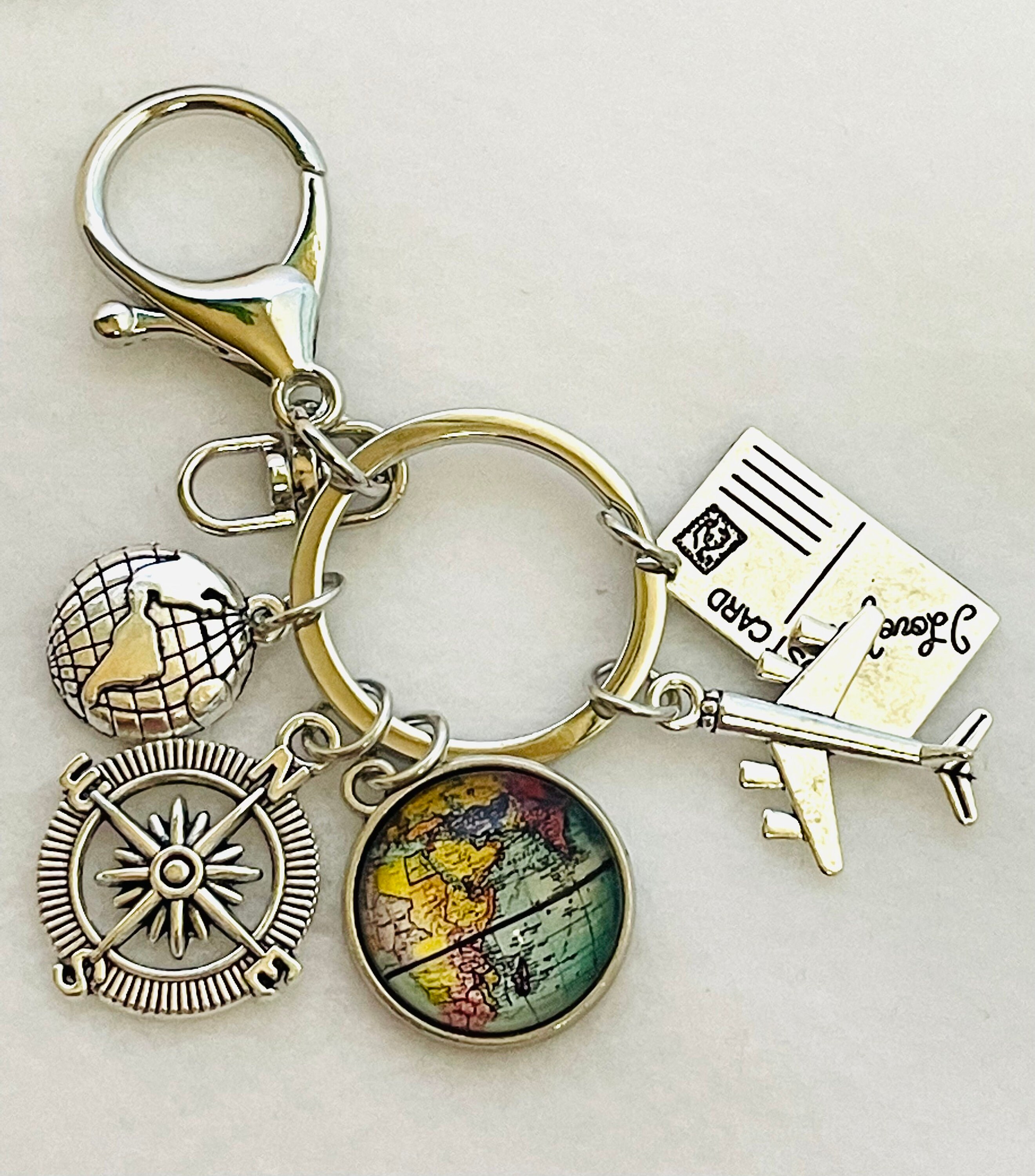 Travel Keychain Travel Plane World Globe | Etsy