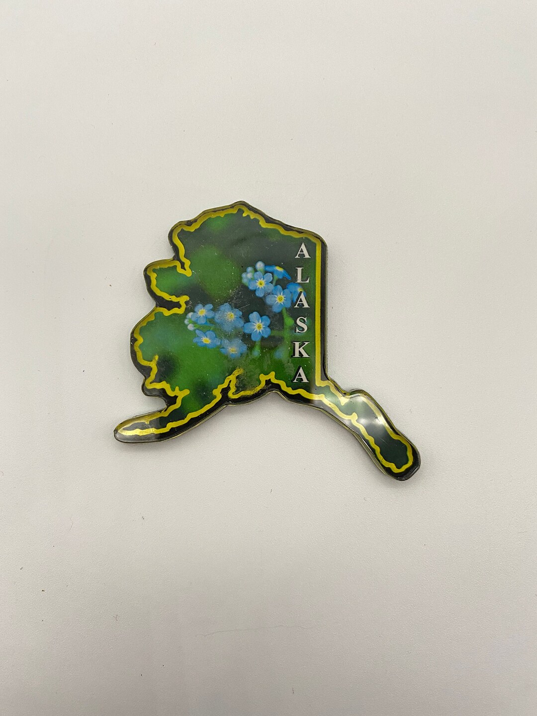 Vintage Alaska State Forget Me Not Flower Magnet Travel Souvenir Fridge ...