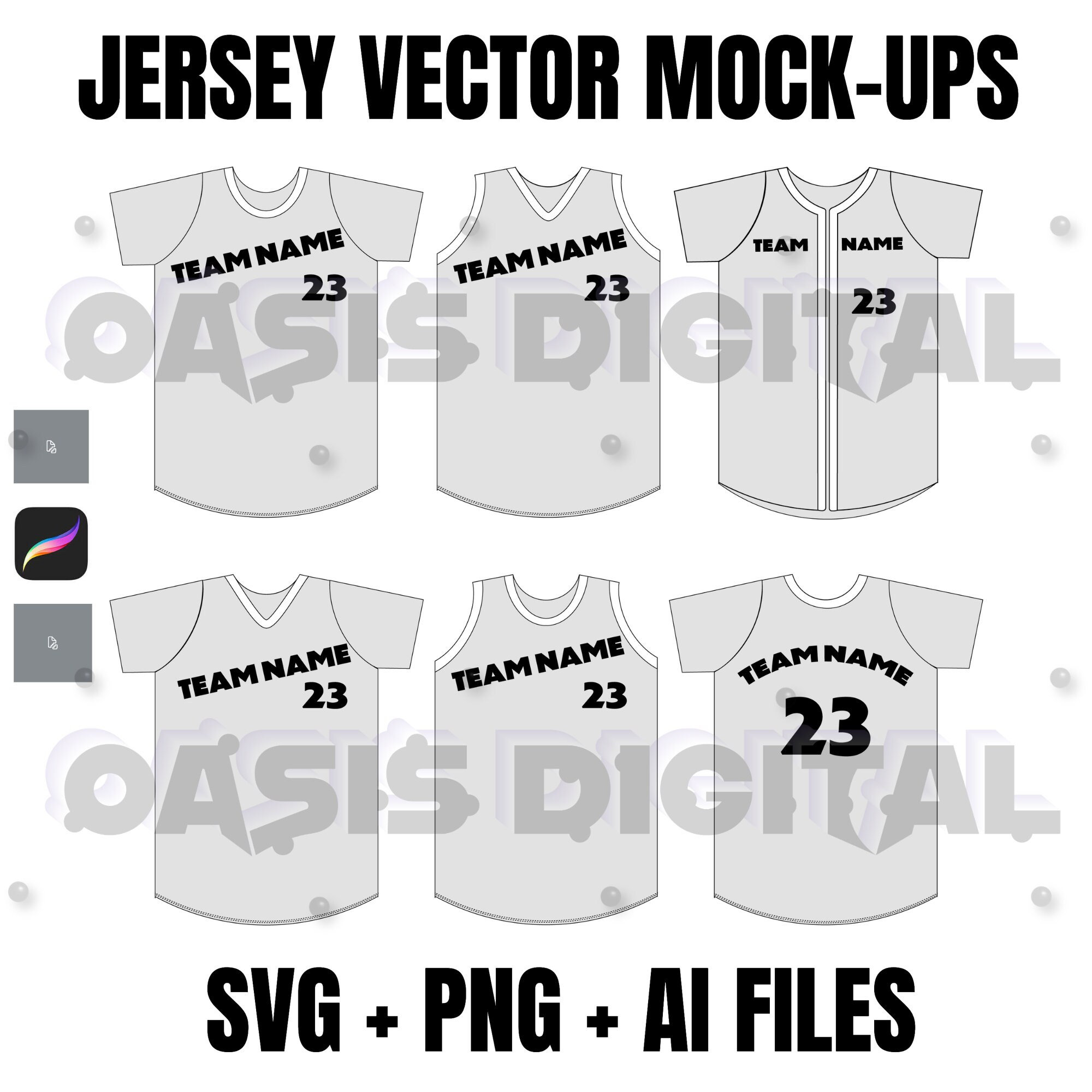 Baseball Jersey Mockup, Jersey Vector Mockup, Procreate Mock Up ...