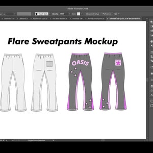 Flared Sweatpants Mockup, Flared Joggers Mockup, Stacked Pants Mockup ...