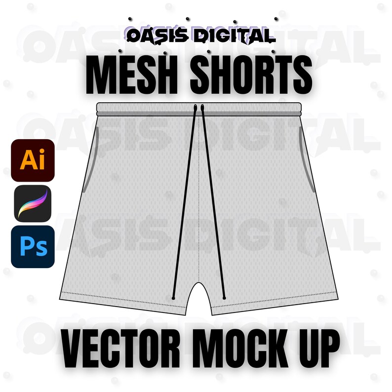 Mesh Shorts Mockup, Shorts Vector Mock Up, Procreate Shorts Mock Up ...