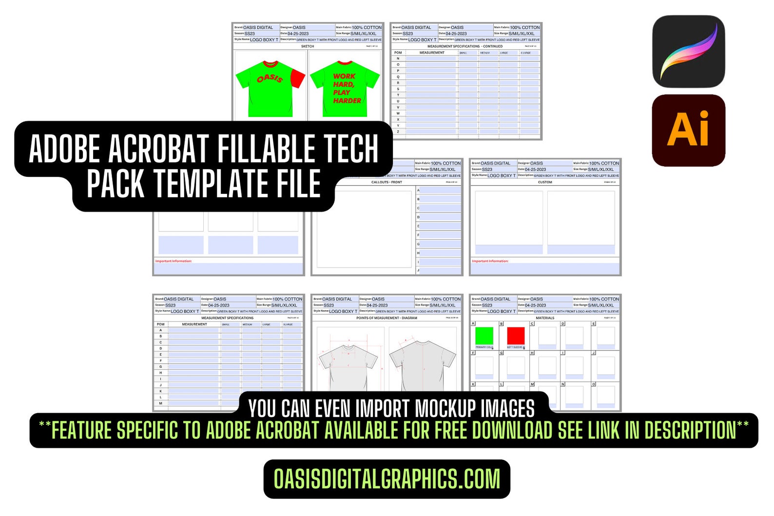 Blank Tech Pack Template (for Illustrator, Procreate, and Pdf) - Etsy