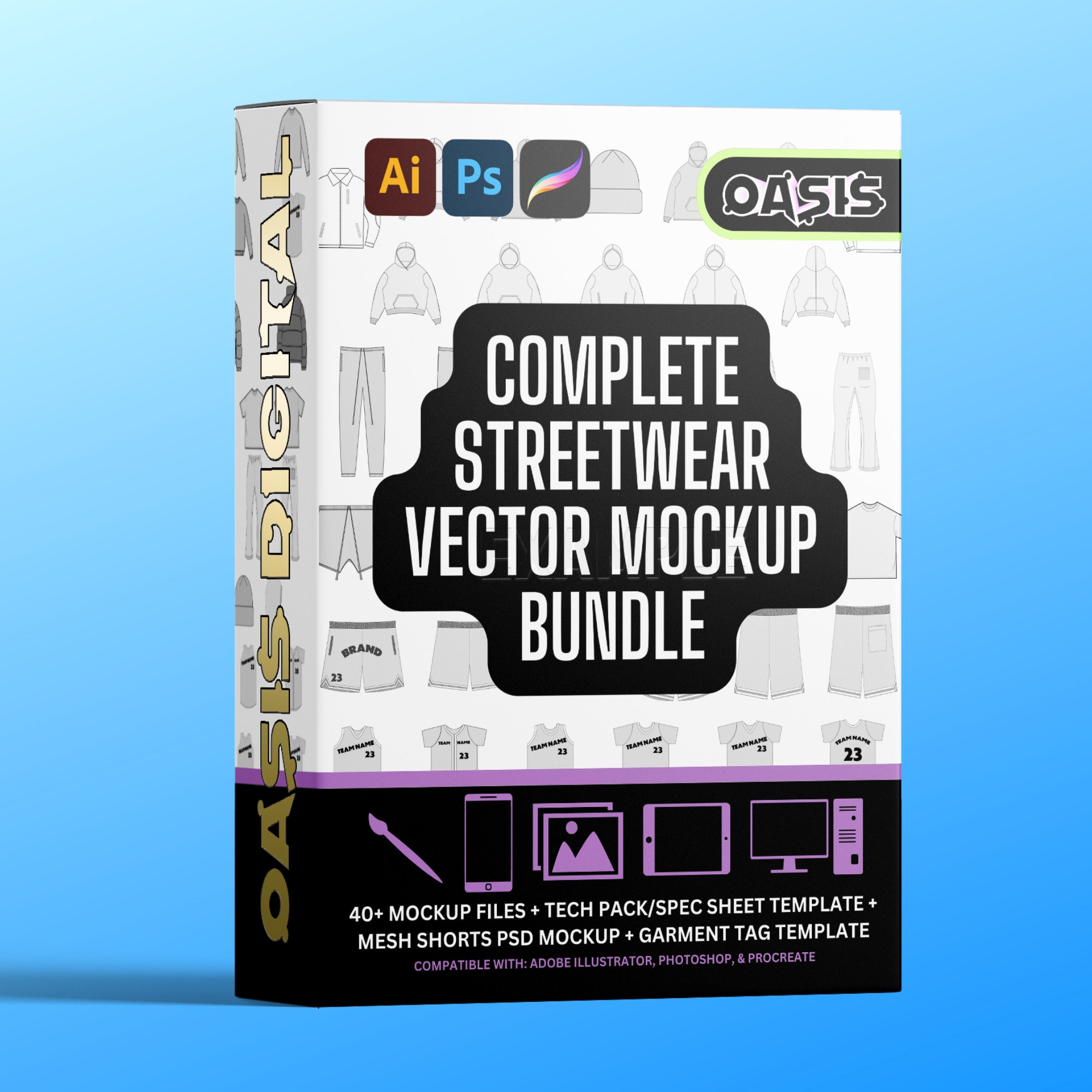 Streetwear Clothing Vector Mockup Pack Techpack Mockups Fashion Design ...