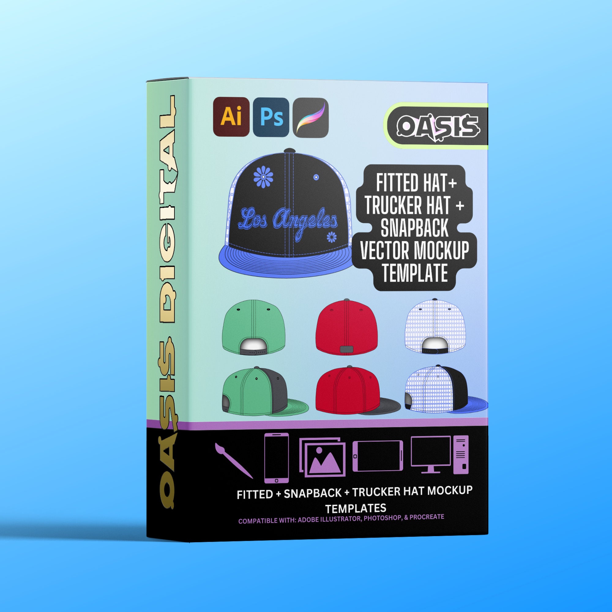 Streetwear Fitted Hat Mockup, Snapback Hat Mockup, Trucker Hat Mockup ...