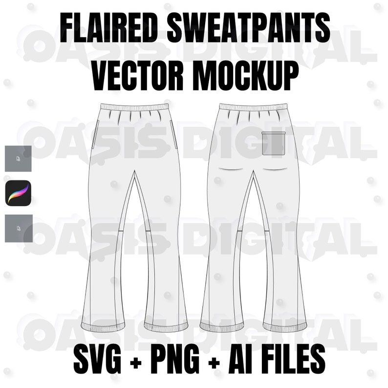 Flared Sweatpants Mockup, Flared Joggers Mockup, Stacked Pants Mockup ...