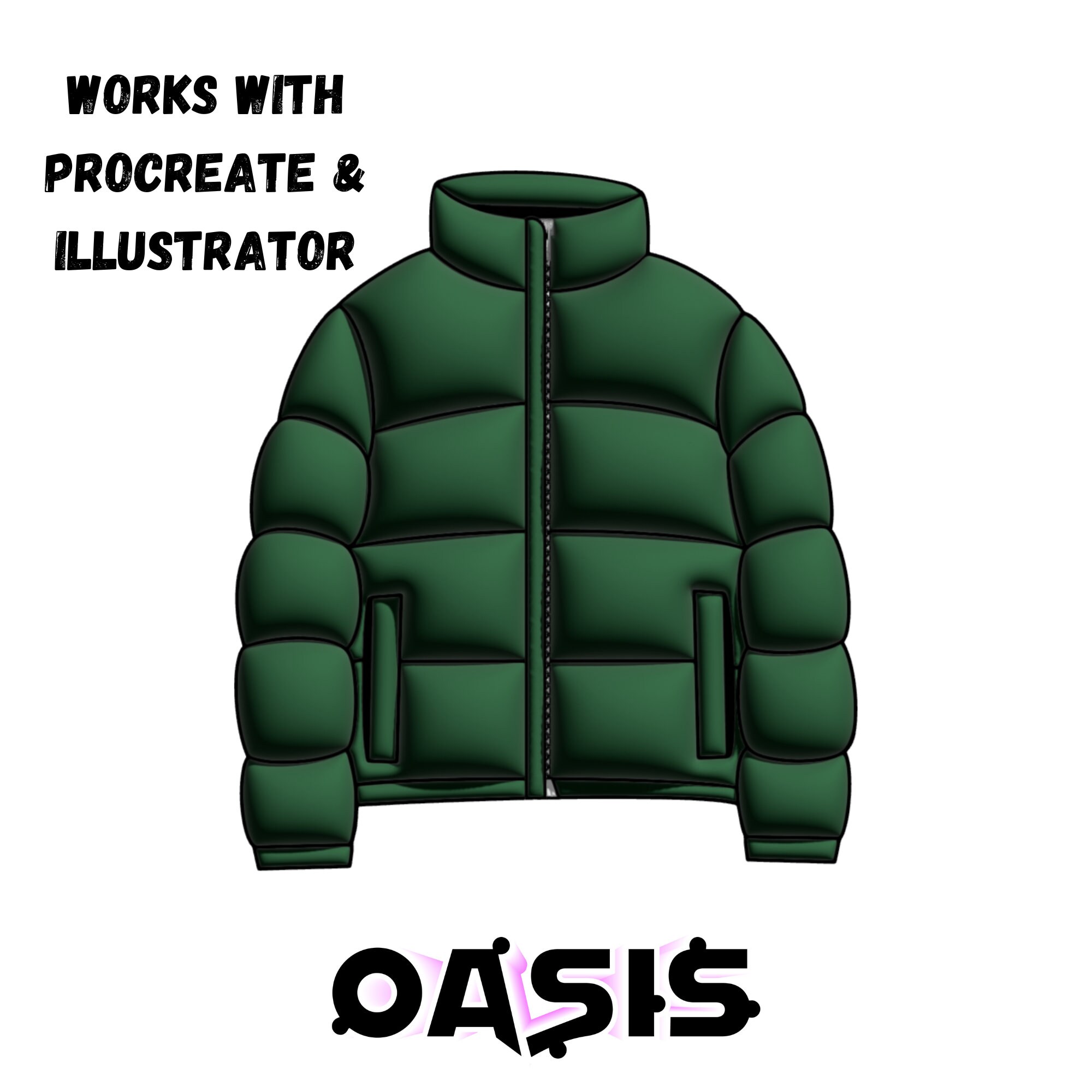 Puffer Jacket Mockup, Puffer Coat Mockup, Streetwear Vector Mockups for ...