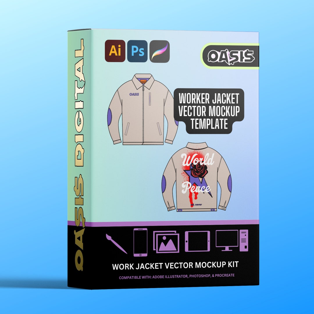 Work Jacket Mockup Template for Procreate and Adobe Illustrator ...