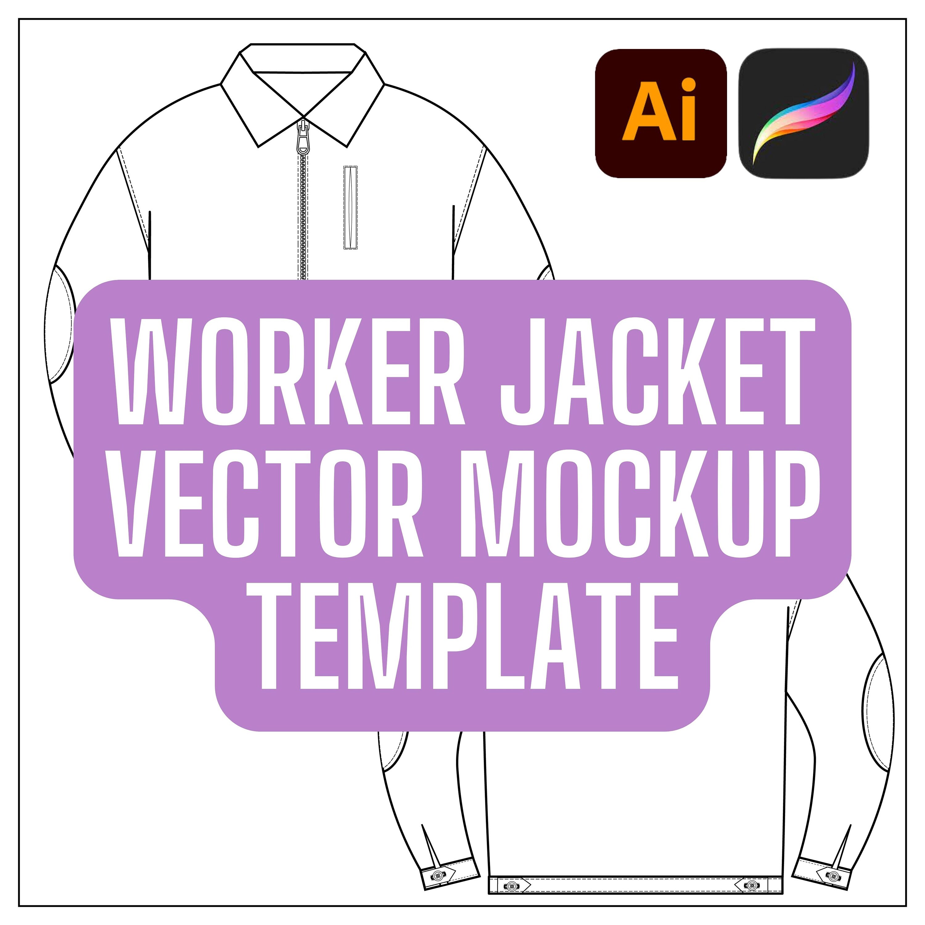 Work Jacket Mockup Template for Procreate and Adobe Illustrator ...