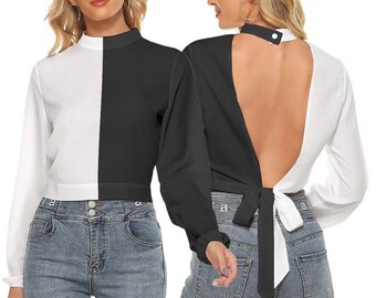 Split Black and White Shirt - Etsy