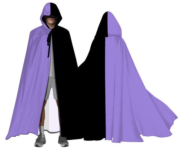 Two Tone Split Cloak Perfect for Halloween Half Black Half White Unisex ...