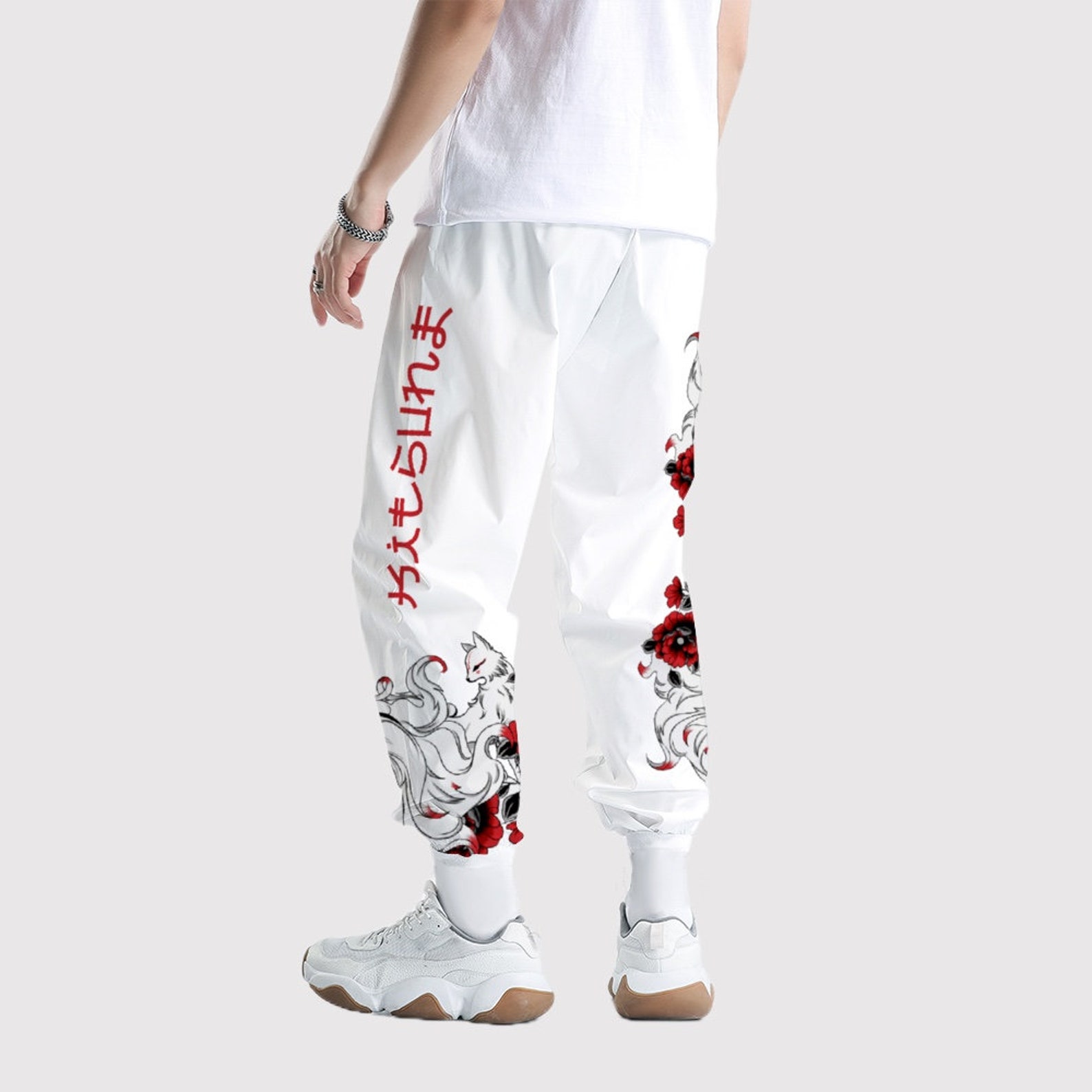 Kitsune Fox White Pants Unisex Nine Tailed Fox Kami Inari Guardian ...