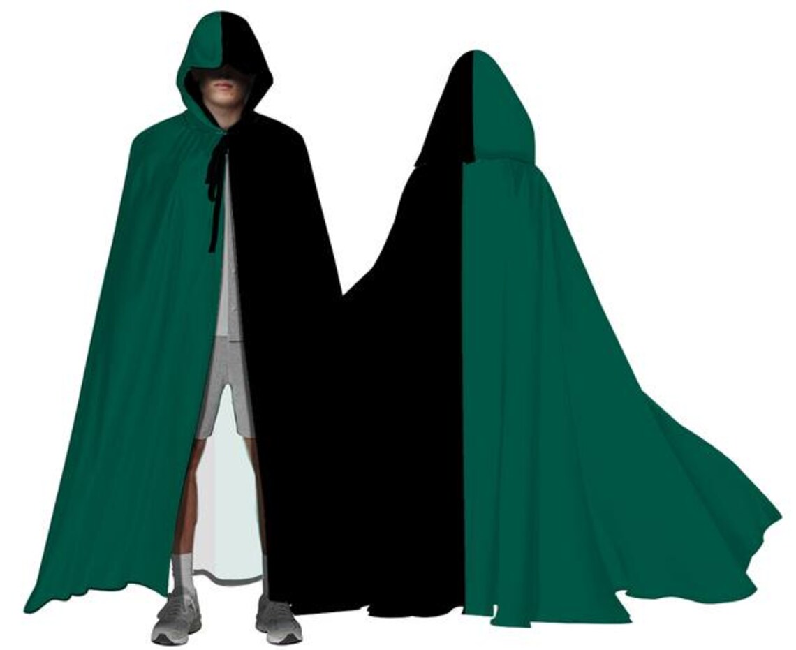 Two Tone Split Cloak Perfect for Halloween Half Black Half White Unisex ...