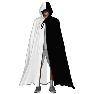 Two Tone Split Cloak Perfect for Halloween Half Black Half White Unisex ...