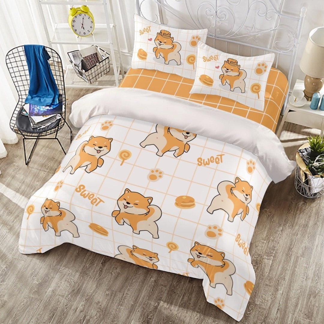 Shiba Inu Dog Bedding Set Orange White Sweet Colorful Cute Dog Pet ...