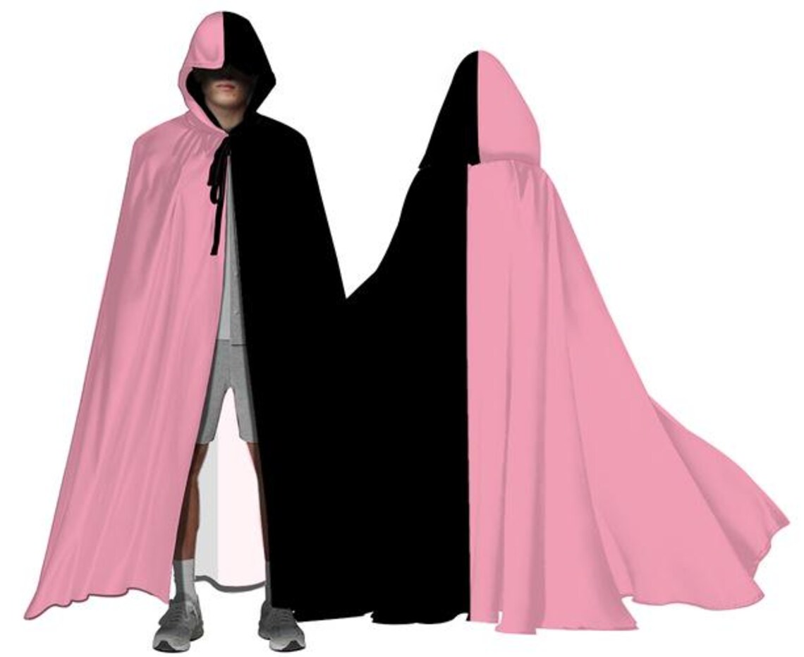 Two Tone Split Cloak Perfect for Halloween Half Black Half White Unisex ...