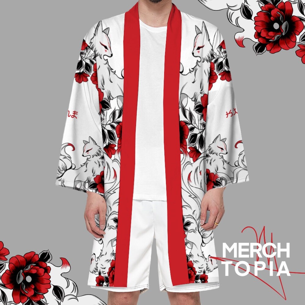 Kitsune Fox White Kimono Nine Tailed Fox Mask Spirit Japan - Etsy