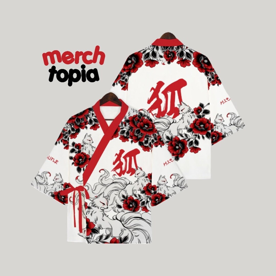 Kitsune Fox White Kimono Nine Tailed Fox Mask Spirit Japan Kami Inari ...