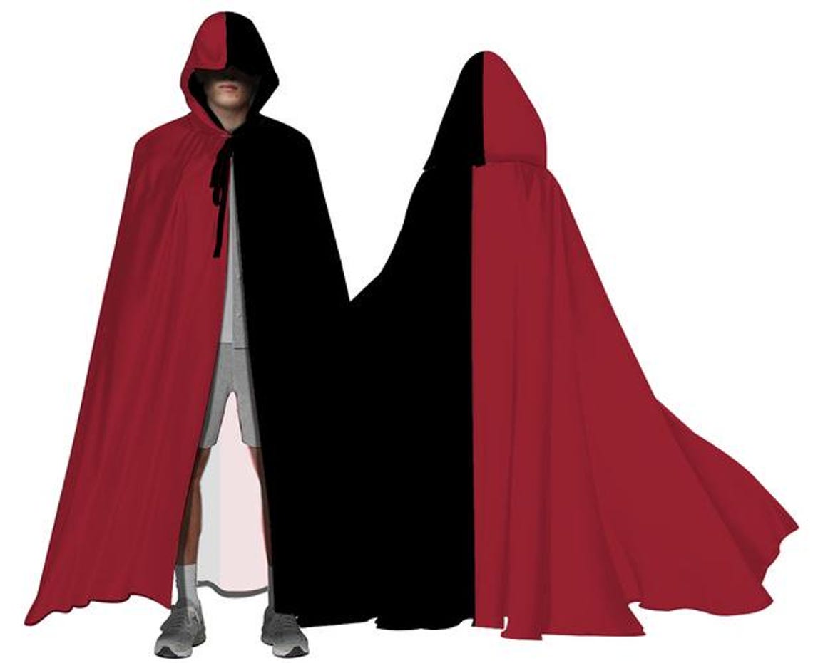 Two Tone Split Cloak Perfect for Halloween Half Black Half White Unisex ...