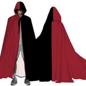 Two Tone Split Cloak Perfect for Halloween Half Black Half White Unisex ...