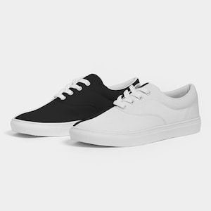 Two Tone Shoes Half Black Half White Shoes Sneakers Split Color Black ...