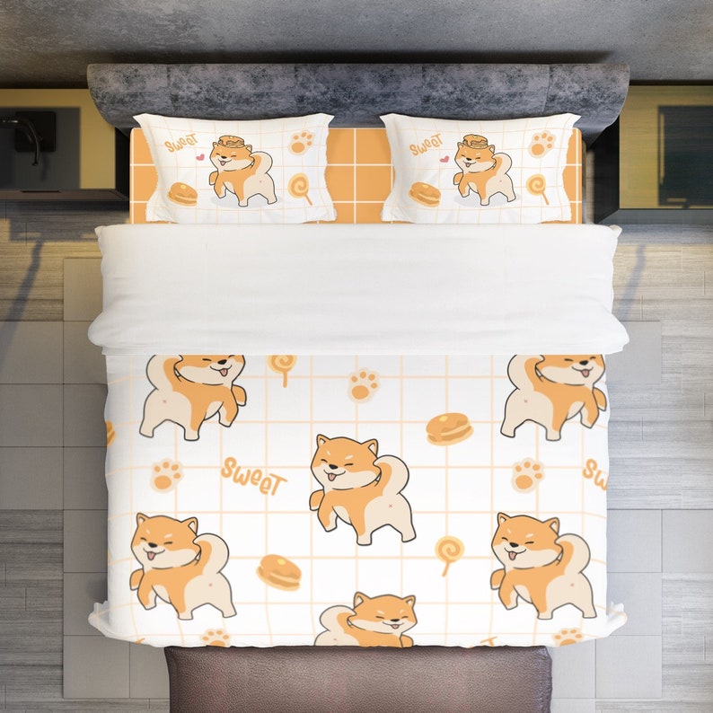 Shiba Inu Dog Bedding Set Orange White Sweet Colorful Cute Dog - Etsy