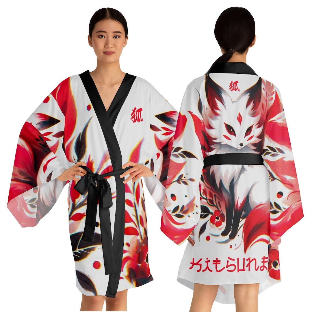 Kitsune Fox Kimono Robe Nine Tailed Fox Mask Spirit Japan Kami Inari ...