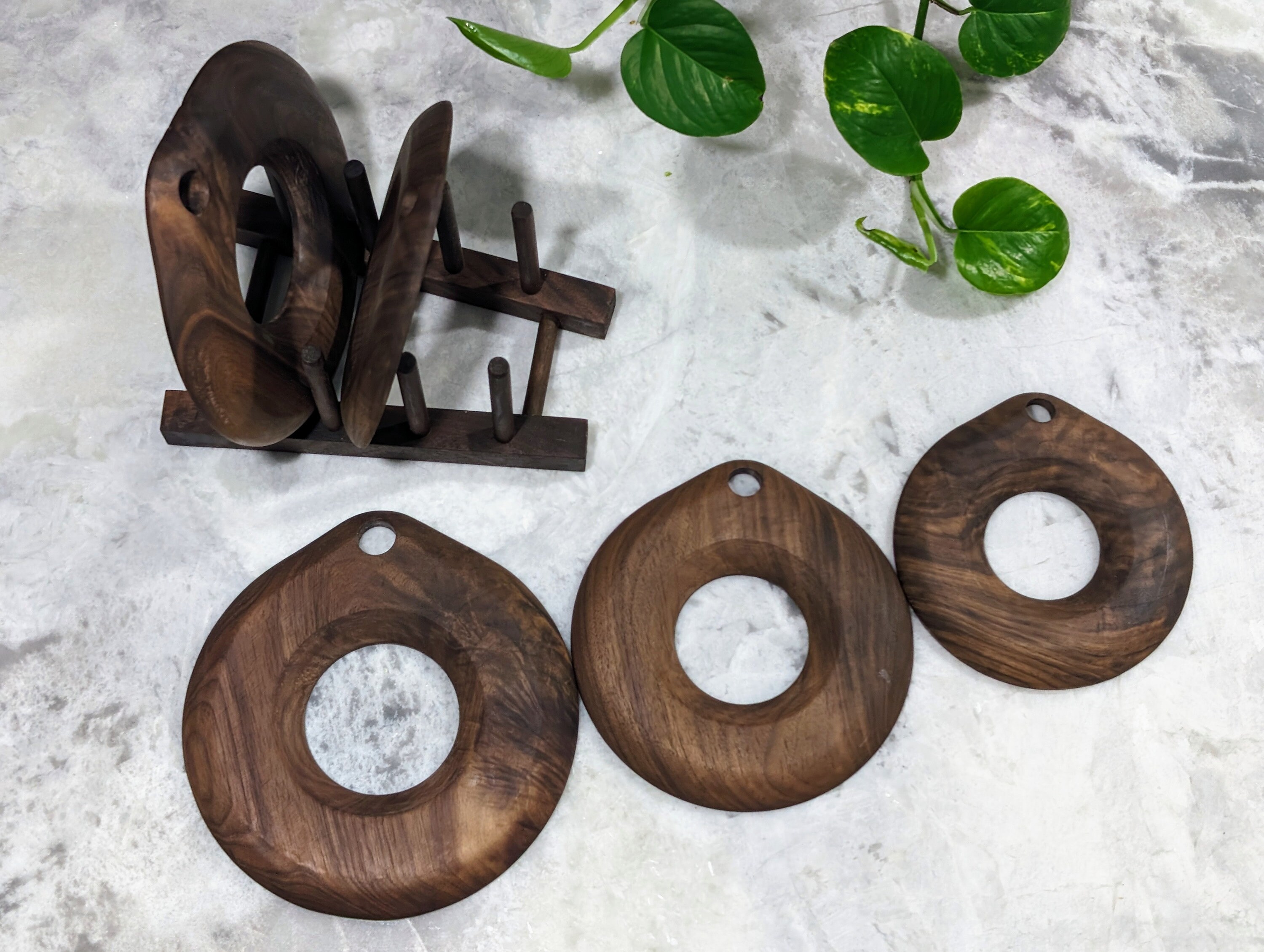 Handmade Figured Black Walnut Wood Trivets: Hot Pot Holder Set - Etsy
