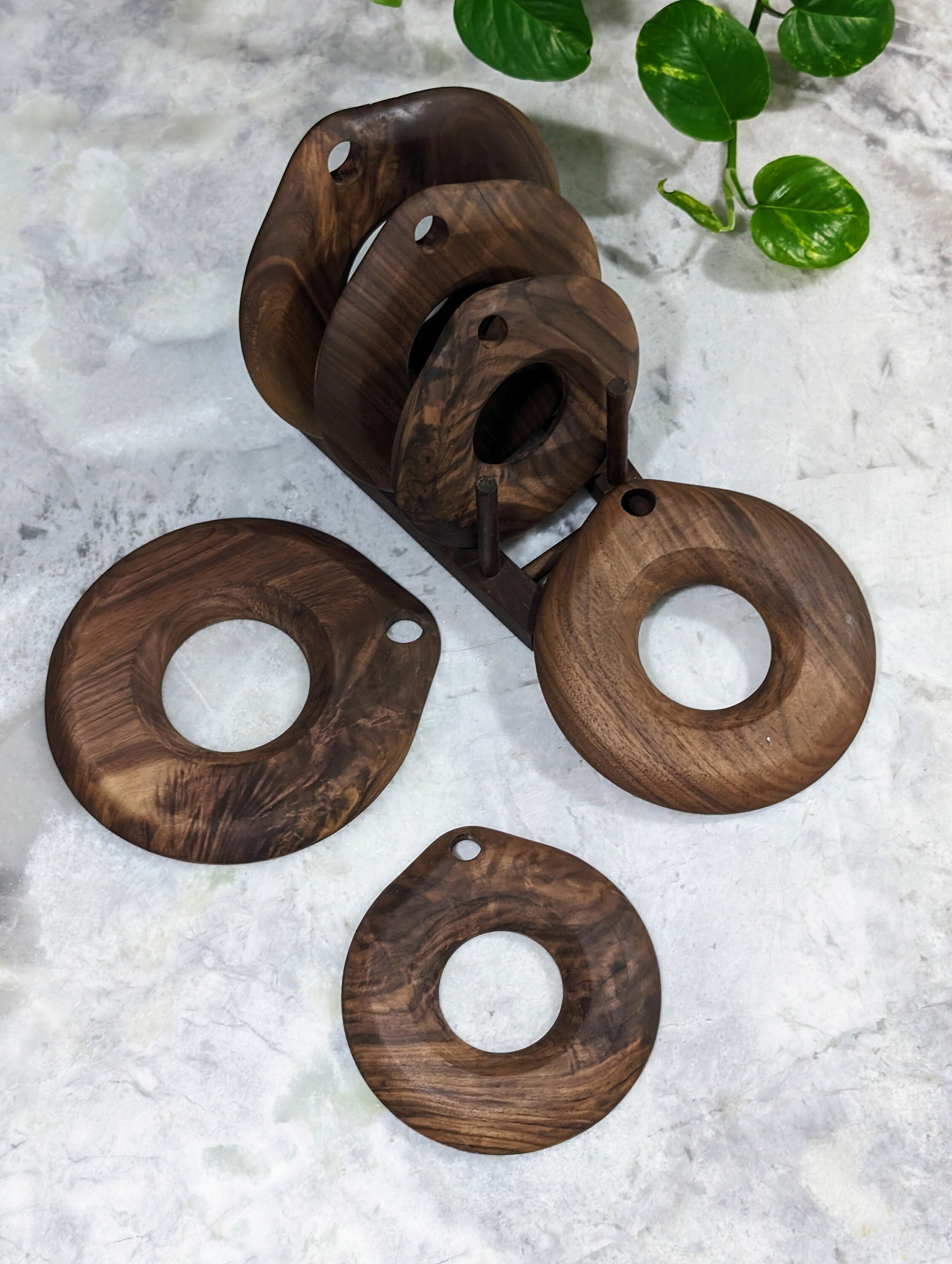 Handmade Figured Black Walnut Wood Trivets: Hot Pot Holder Set - Etsy