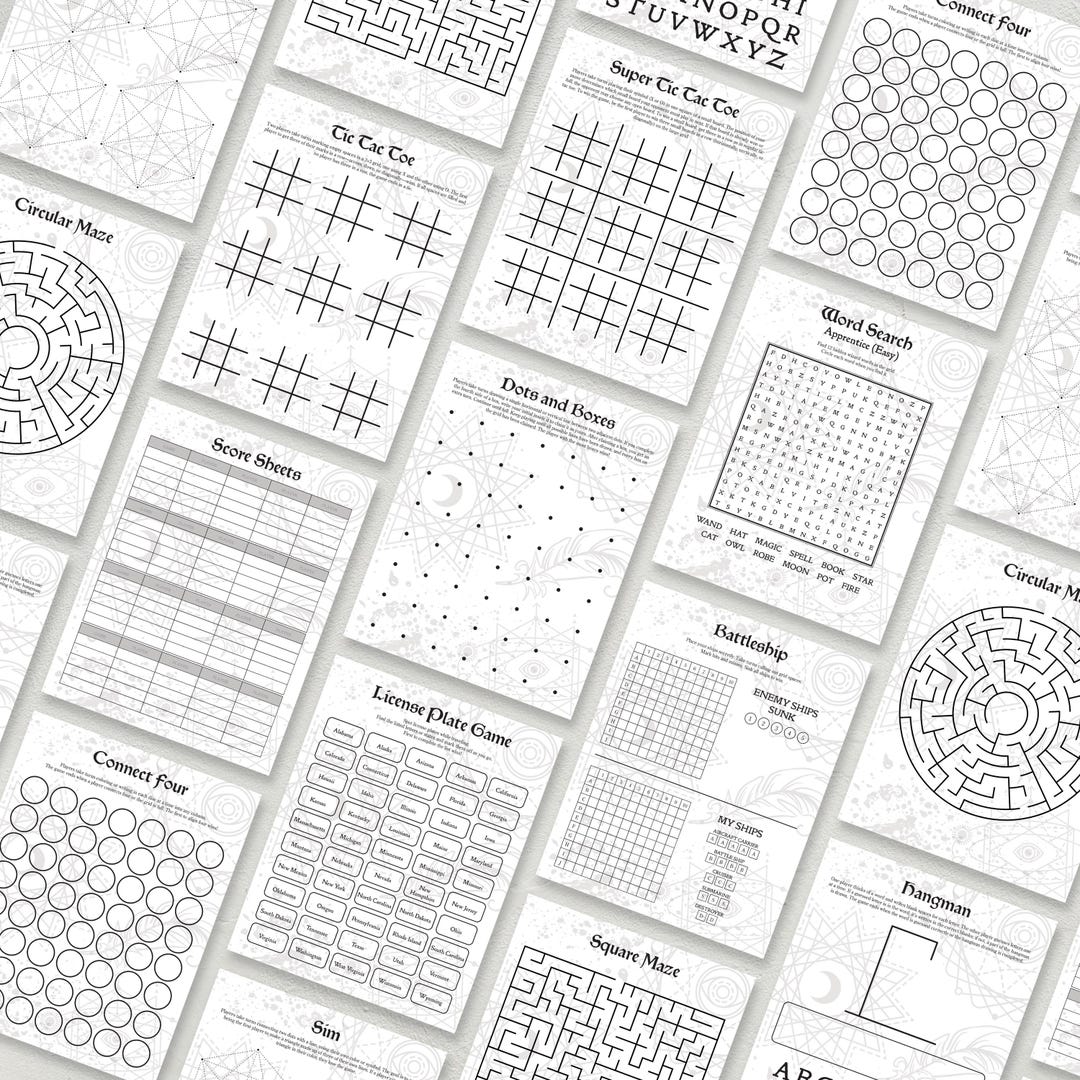 Wizard-themed Printable Games Pack - Etsy