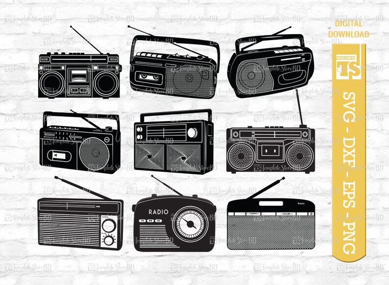 Radio Svg - Radio Silhouette - Radio Svg Bundle-boombox Svg- Boombox ...